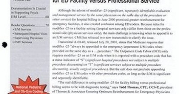 ED Coding Alert Magazine Subscriber Services