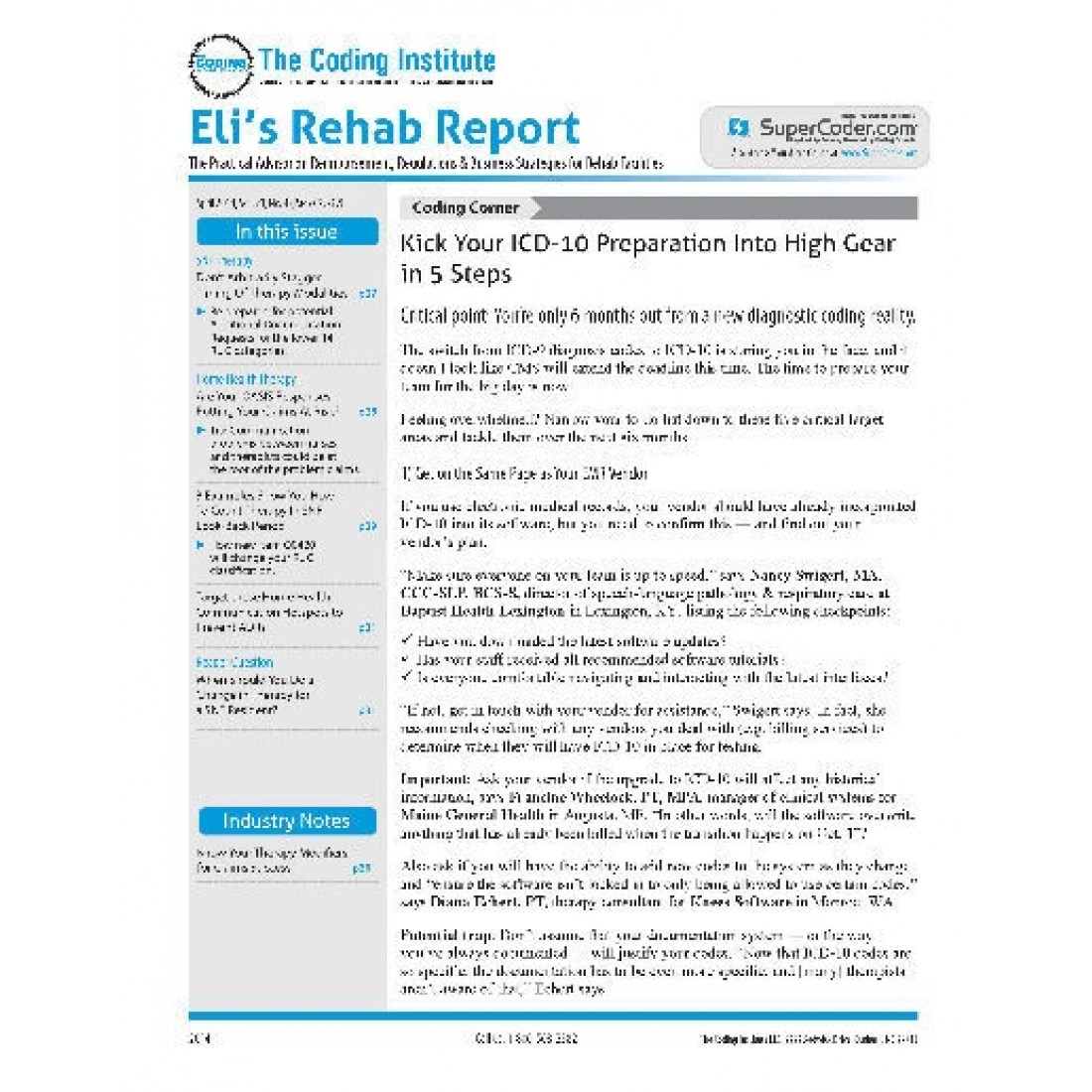 Rehab Report Magazine Subscriber Services