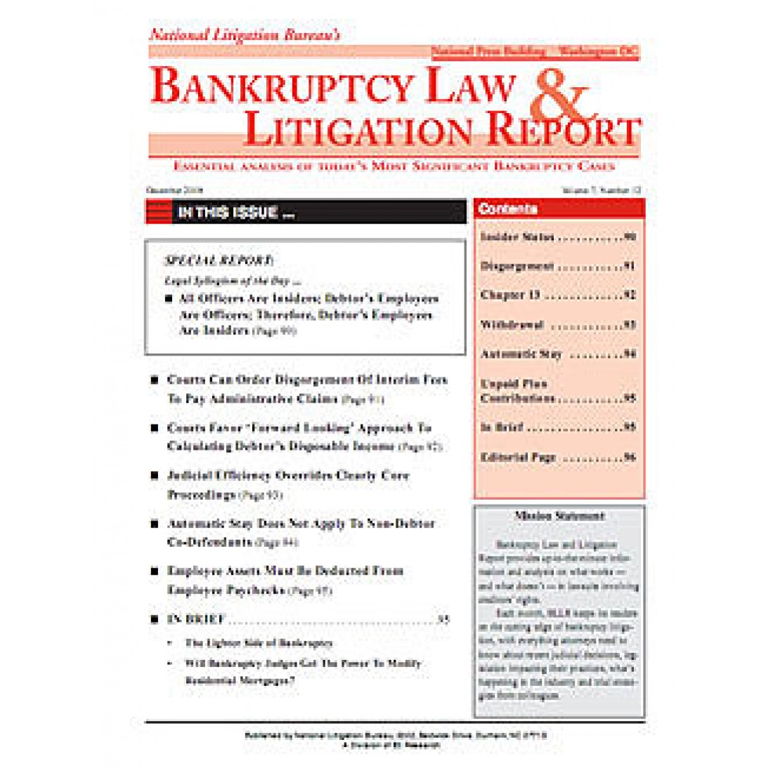 Bankruptcy Law & Litigation Report Magazine Subscriber Services